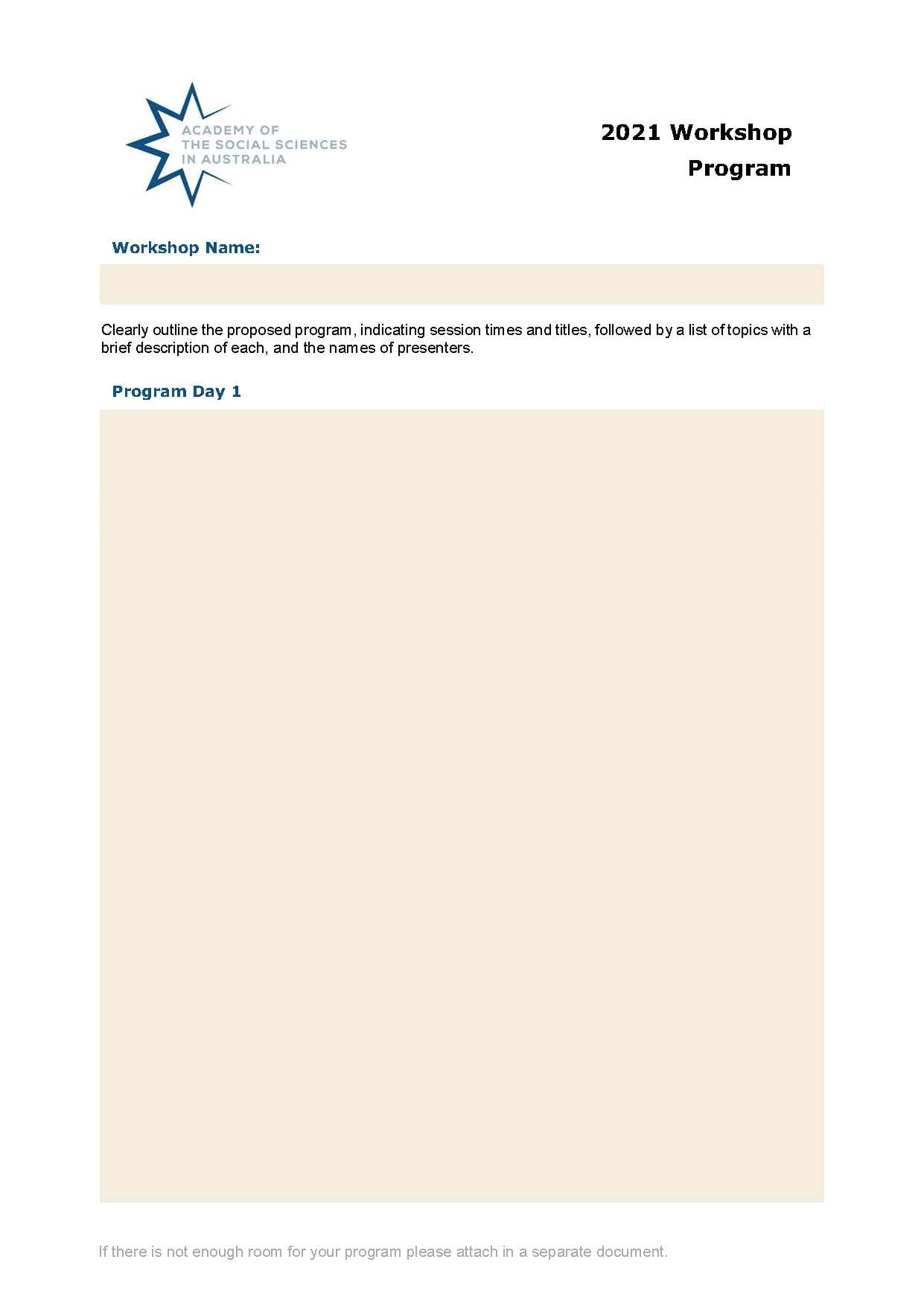 Workshops Program | Academy of the Social Sciences in Australia
